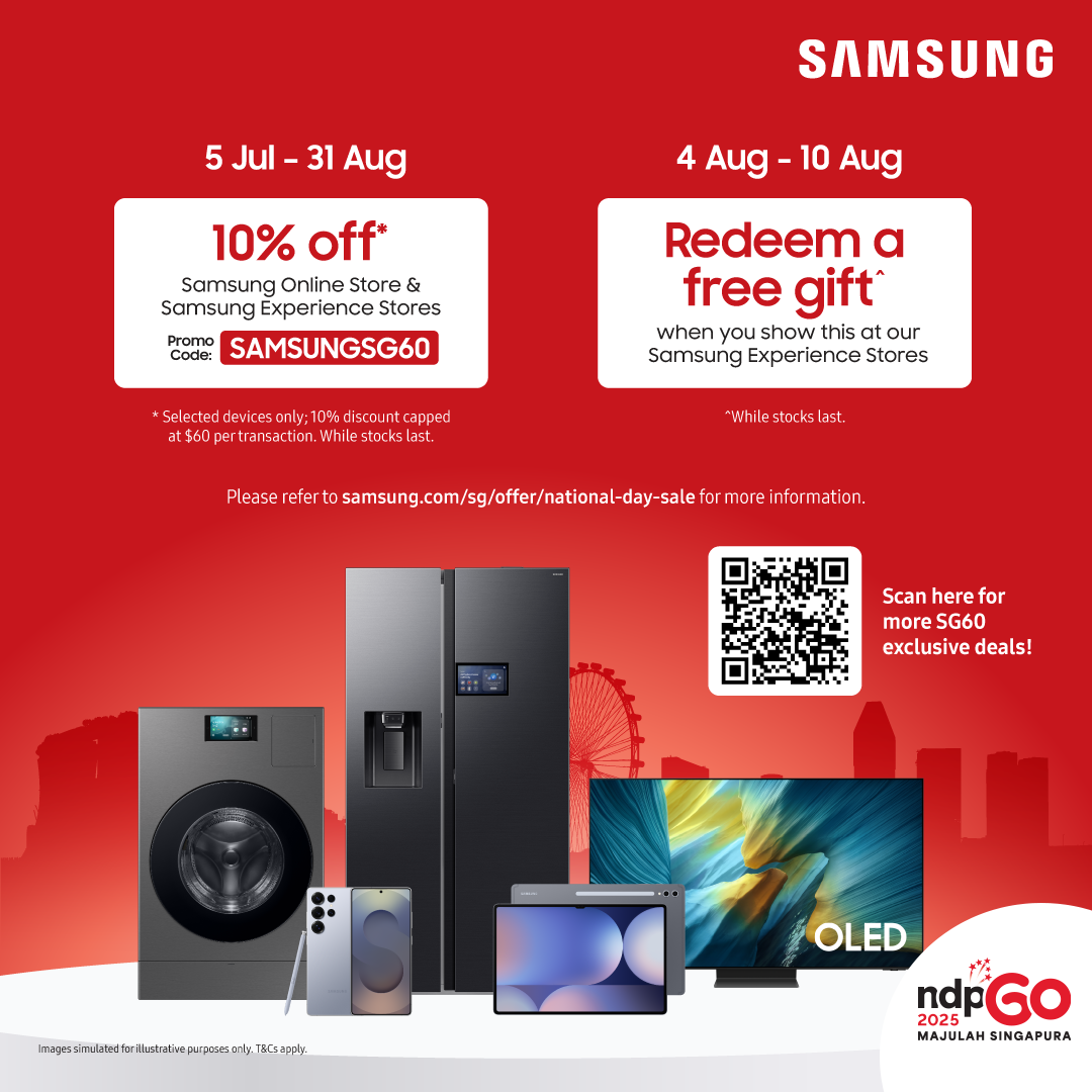 Samsung: Additional 10% off or Redeem Free Gift | NDP