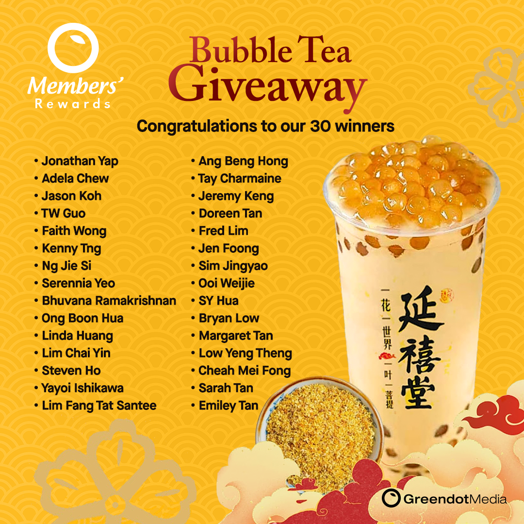 (Giveaway Ended) Members' Rewards: Win Free Bubble Tea | GDM Giveaways